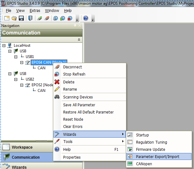 EPOS / IDX : Export de la configuration des paramètres dans un fichier *.dcf – Support maxon