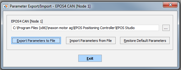 EPOS / IDX : Export de la configuration des paramètres dans un fichier *.dcf – Support maxon